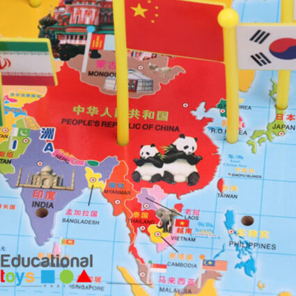 Buy Wooden World Map with Flags – 36 Countries Online - Educational ...