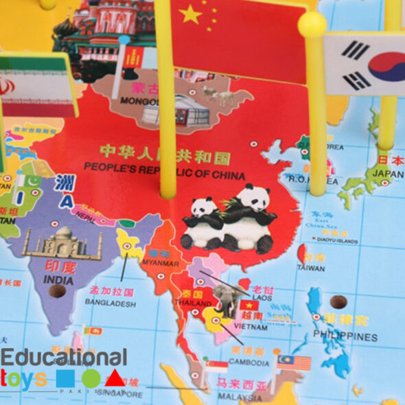 Buy Wooden World Map with Flags – 36 Countries Online - Educational ...