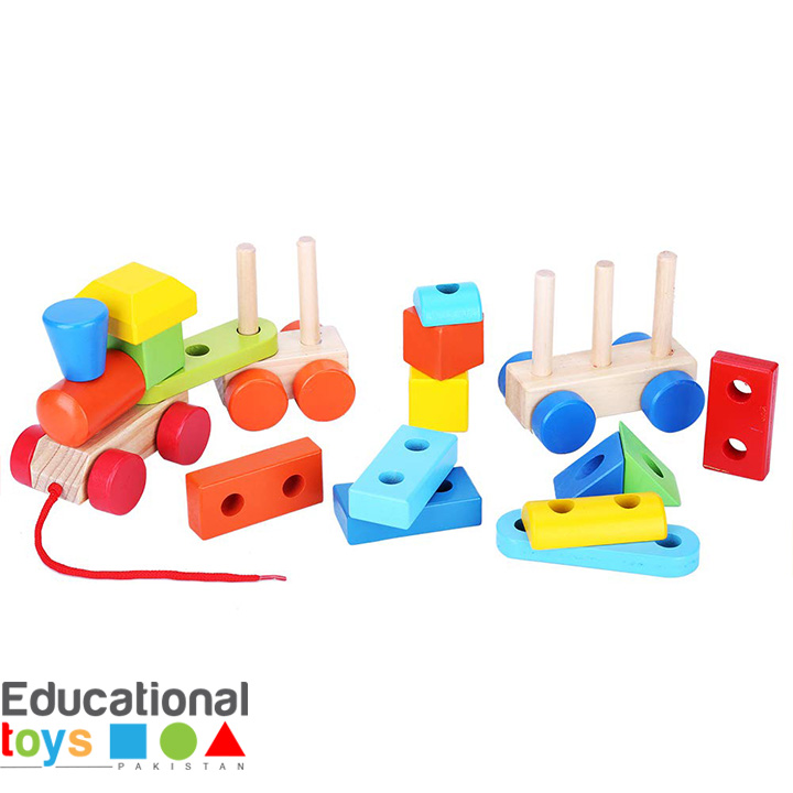 Buy Wooden Geometric Block Train Online - Educational Toys Pakistan