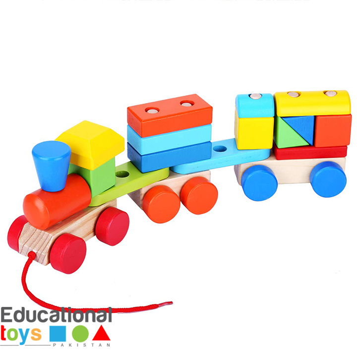 Buy Wooden Geometric Block Train Online - Educational Toys Pakistan