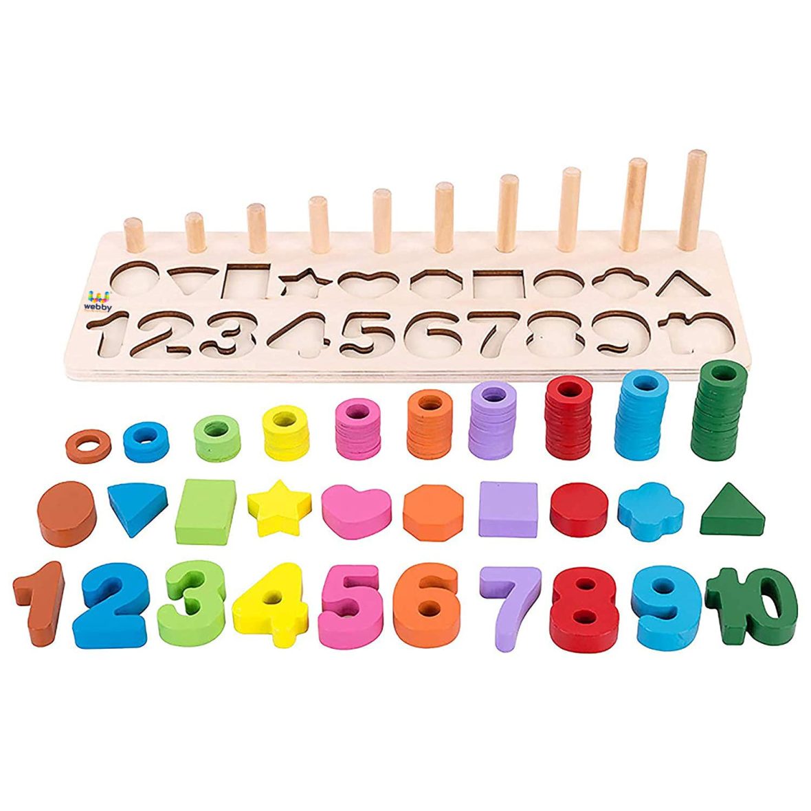Buy Wooden Number and Shape Puzzle Board Online - Educational Toys Pakistan