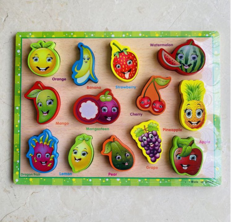 Buy Wooden Chunky Fruit Puzzle Board Online - Educational Toys Pakistan