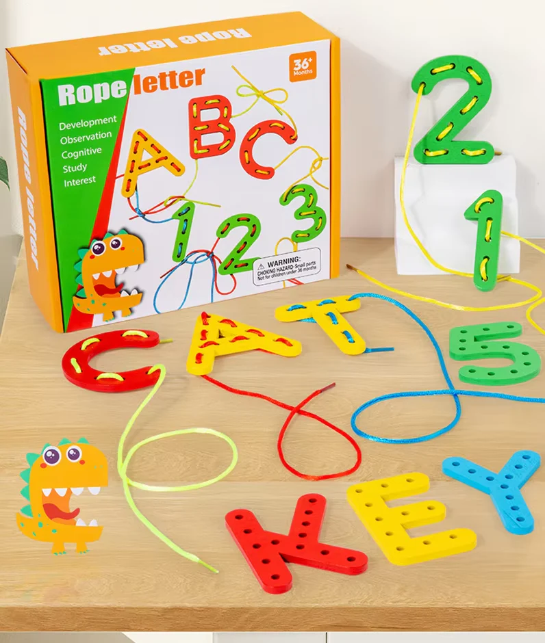 Buy Wooden Alphabet and Number Threading Set Online - Educational Toys ...